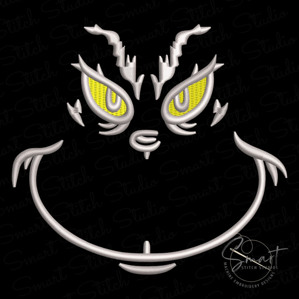 Grinch Face Embroidery Design – Christmas Machine File