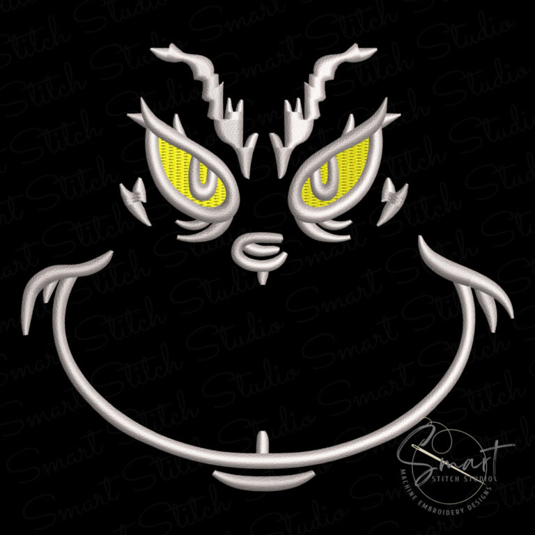 Grinch Face Embroidery Design – Christmas Machine File