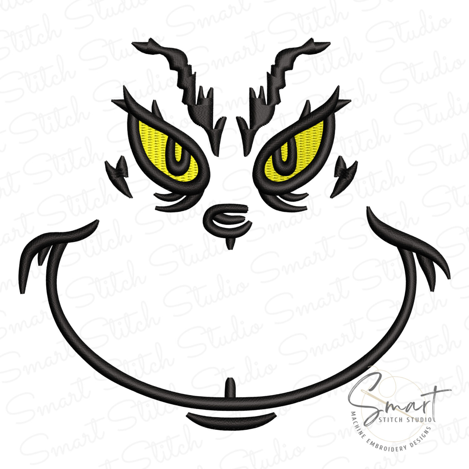 Grinch Face Embroidery Design – Christmas Machine File