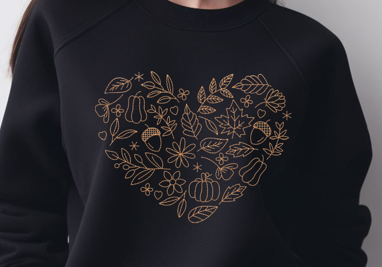 Autumn Leaves Heart Embroidery Design - Fall Machine File