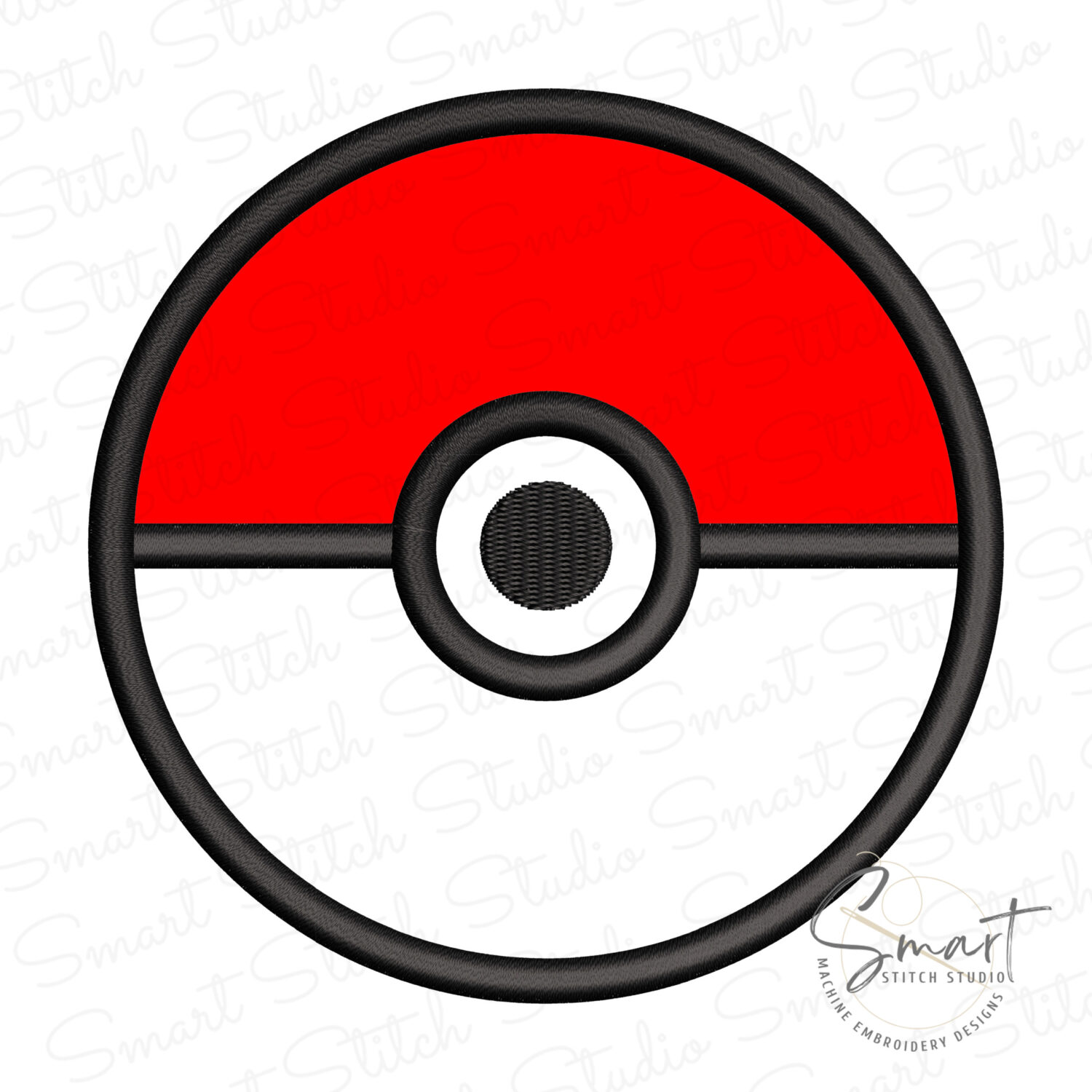 Pokeball Applique Design – Pokémon Machine Embroidery File