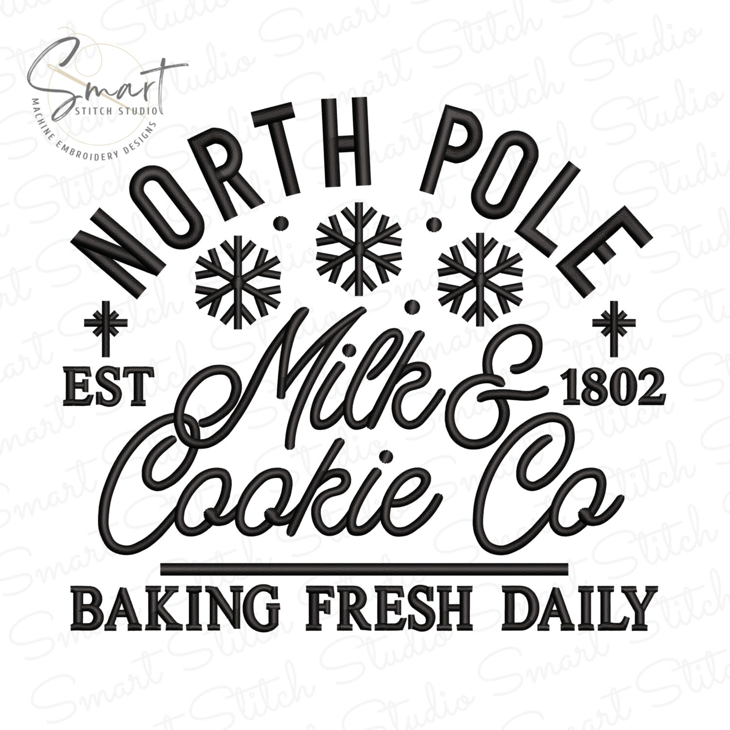 Milk And Cookie Embroidery Design | North Pole Christmas File