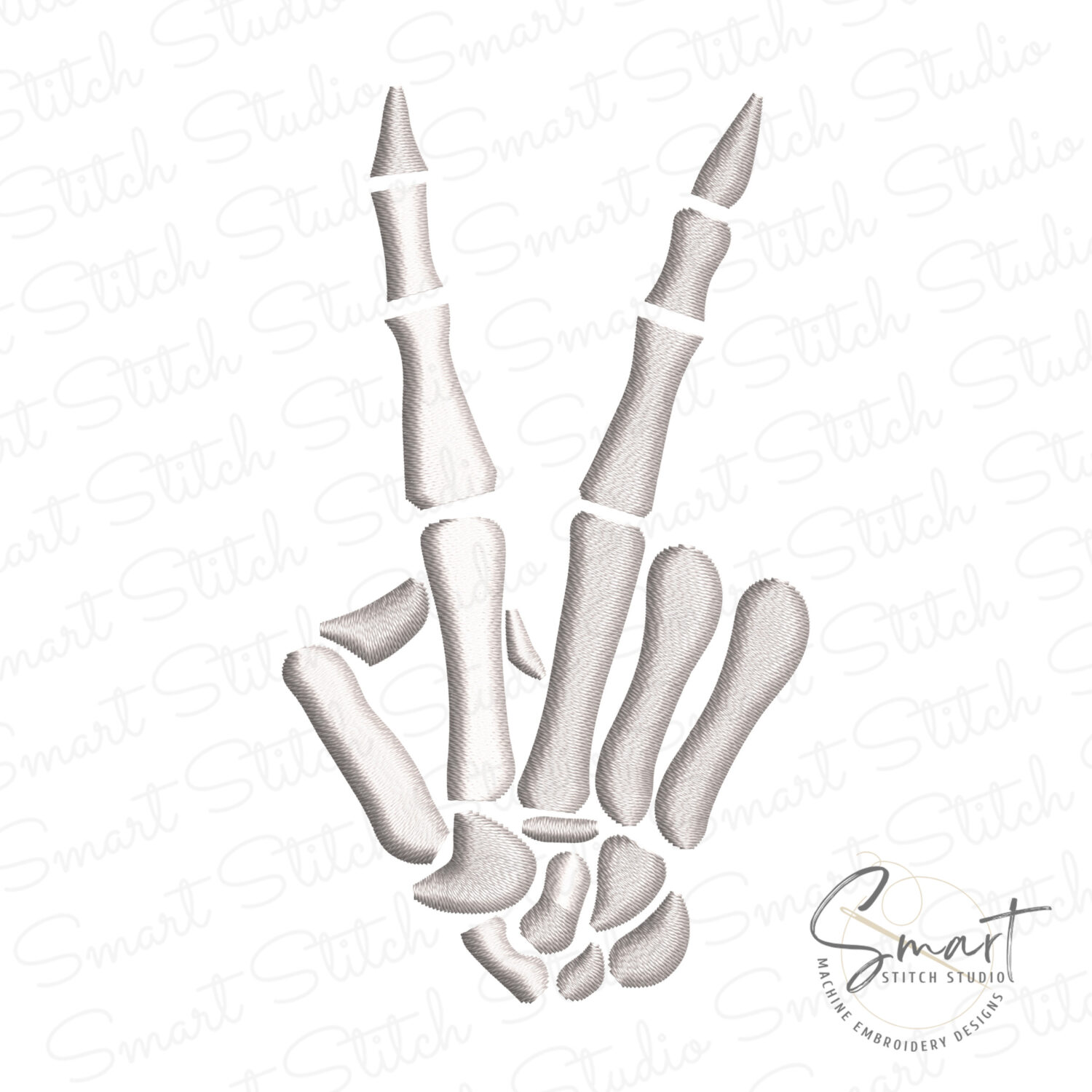 Skeleton Peace Sign Embroidery Design | Halloween Hand File